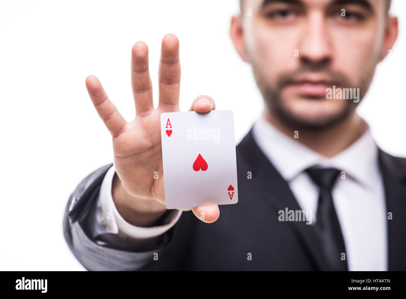playing cards luck on white background focus Stock Photo - Alamy