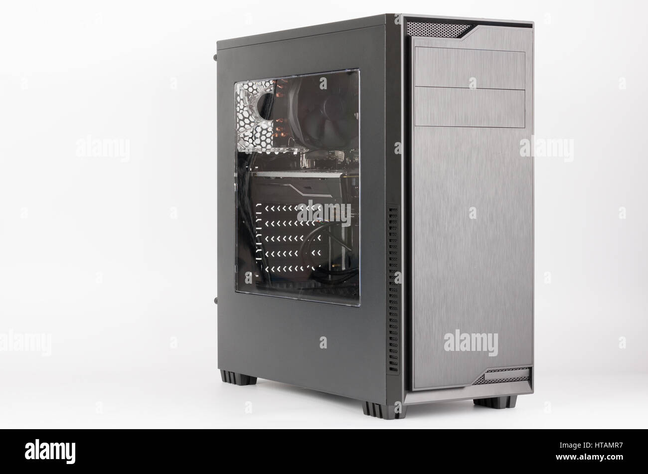 Midi tower computer case with transparent acryl side panel on white ...