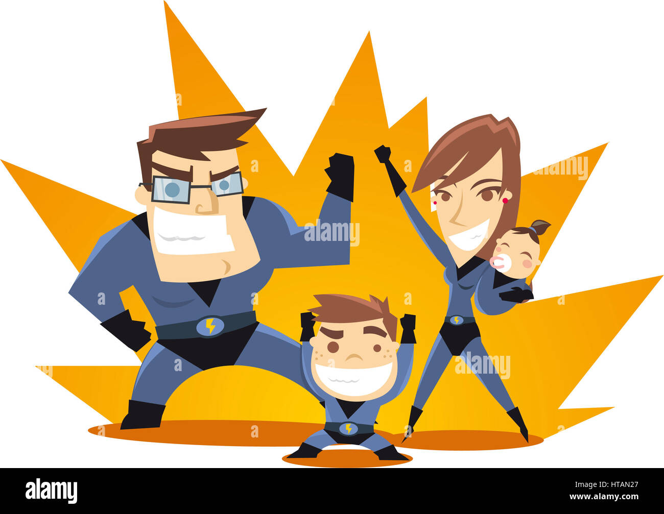 Superhero Family team ready to work vector illustration Stock Photo - Alamy