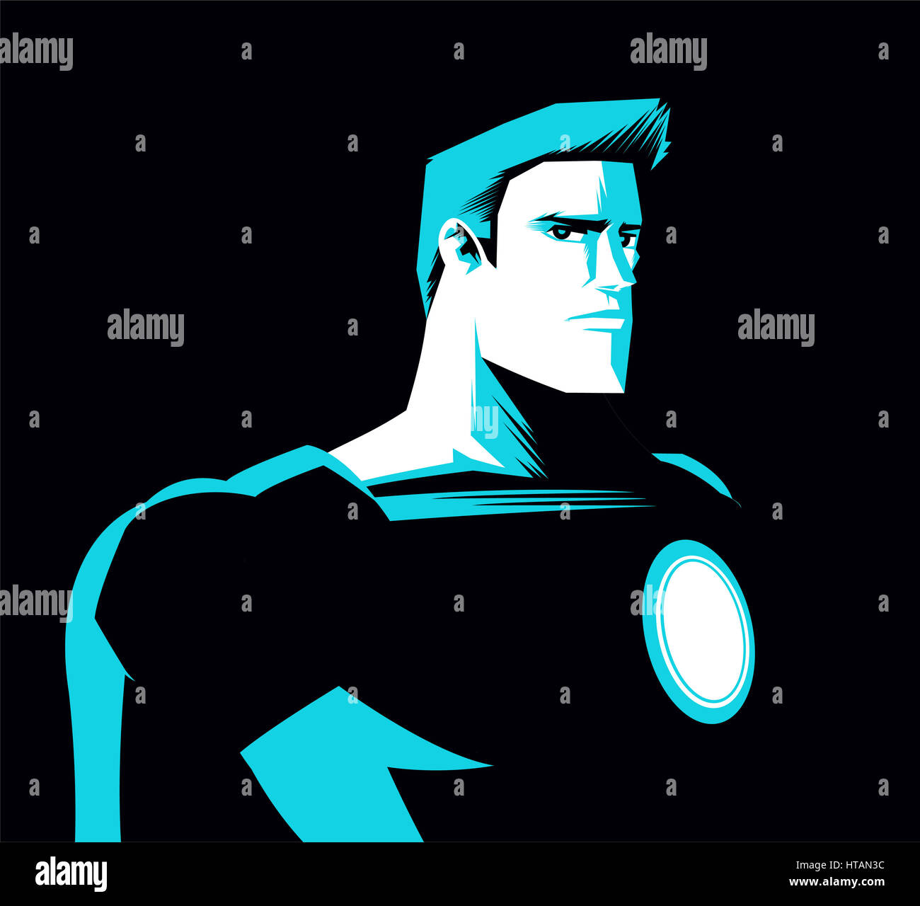 Superhero at night with light blue shadow vector illustration Stock ...