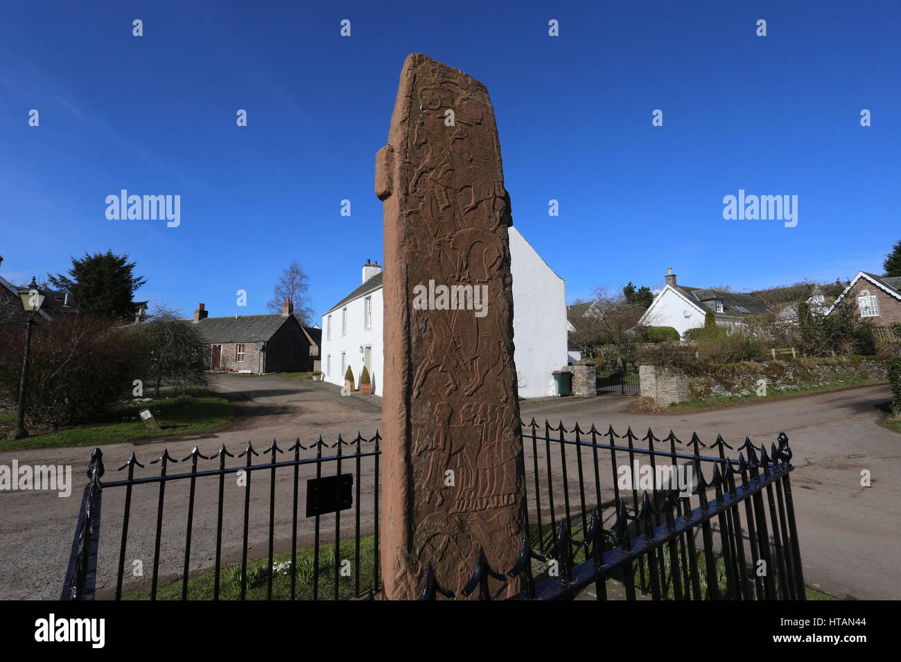 Replica of Pictish stone Fowlis Wester Perthshire Scotland March 2017 ...