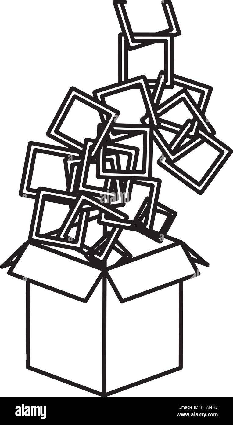 figure box opened with colored square icon, vector illustraction Stock ...