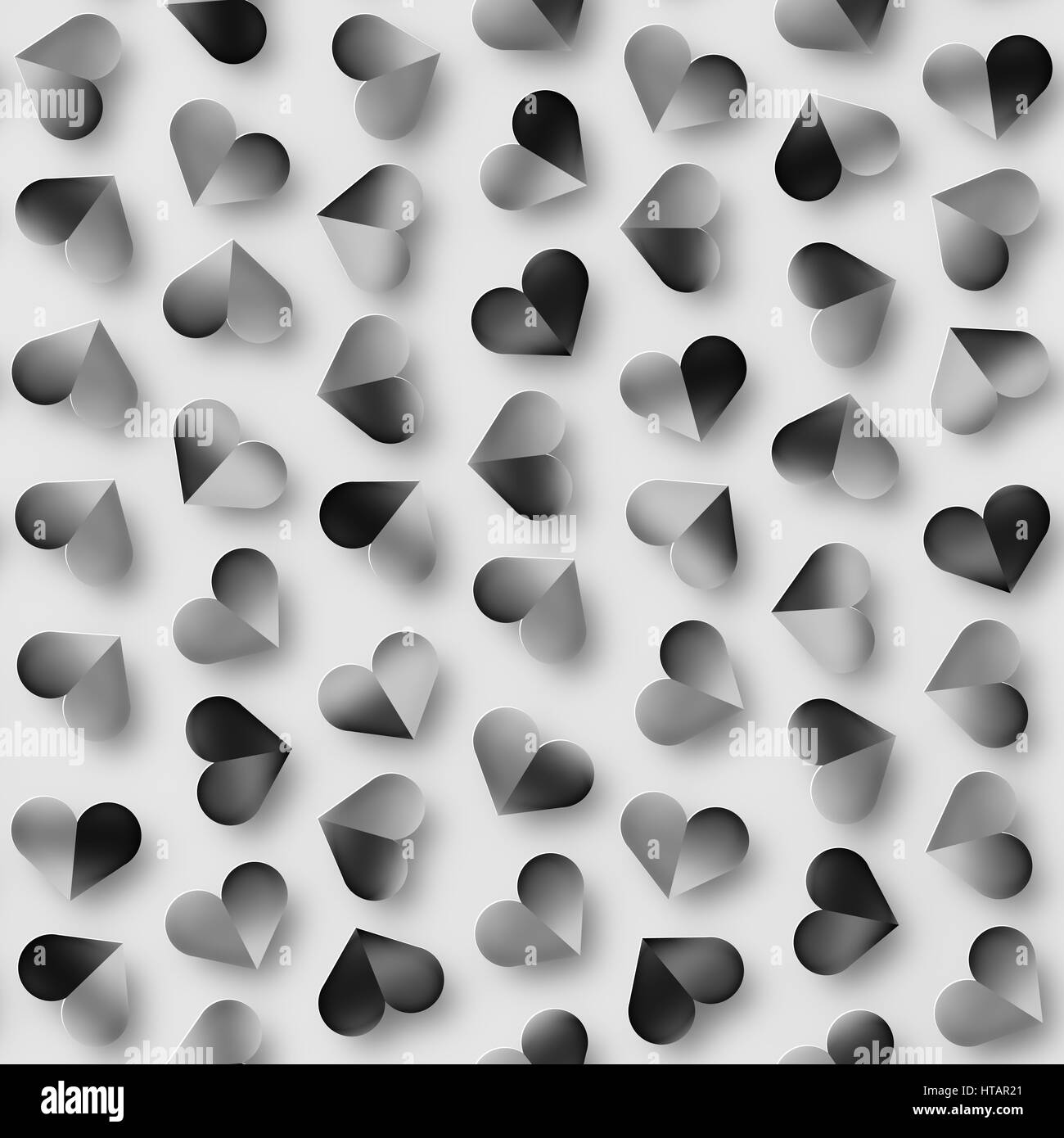Seamless Monochrome Pattern With Hearts. Repeating Scattered Shapes ...