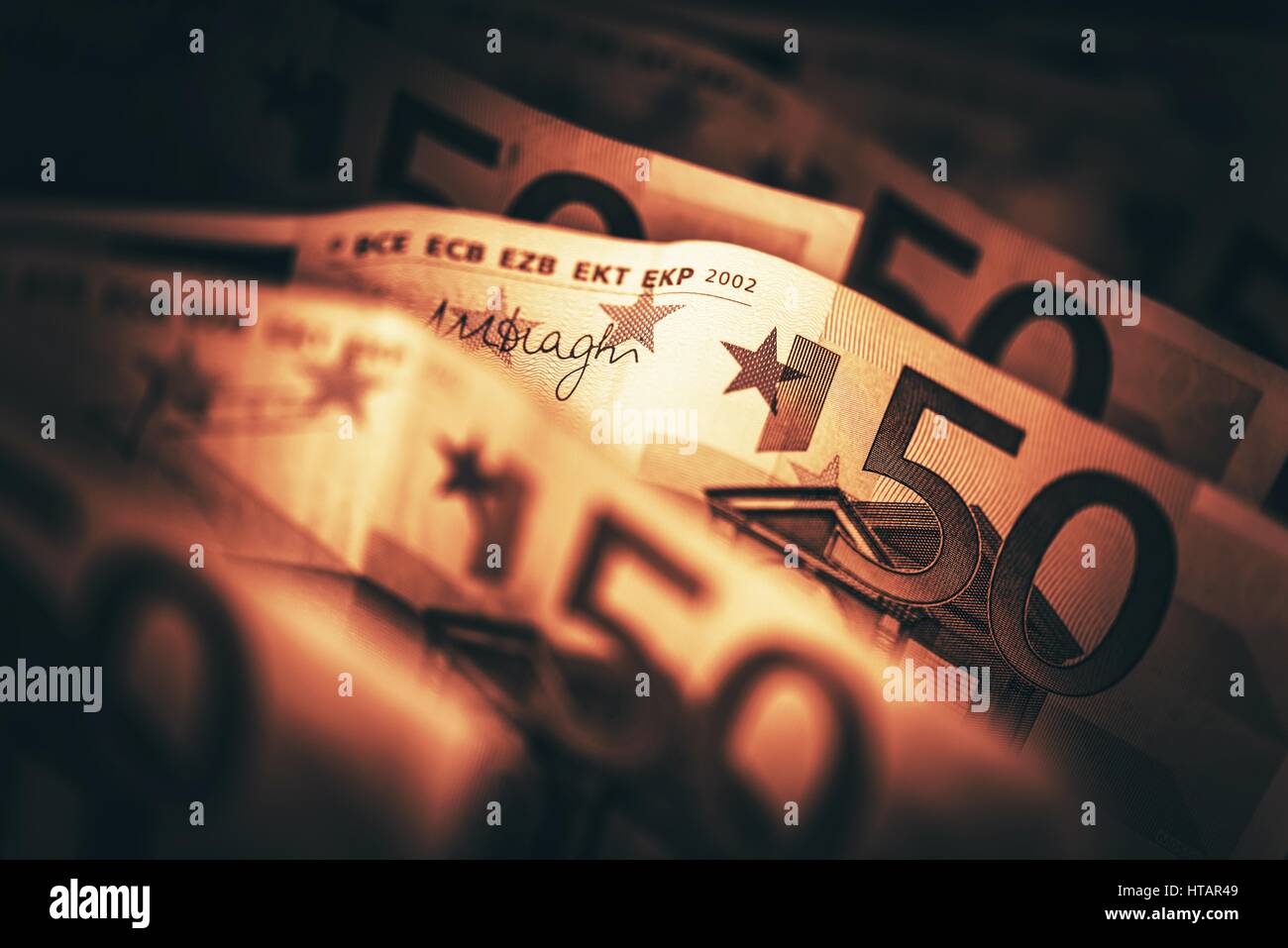 Conceptual Euro Money Photo in Dark Sepia Like Color Grading. Euro ...