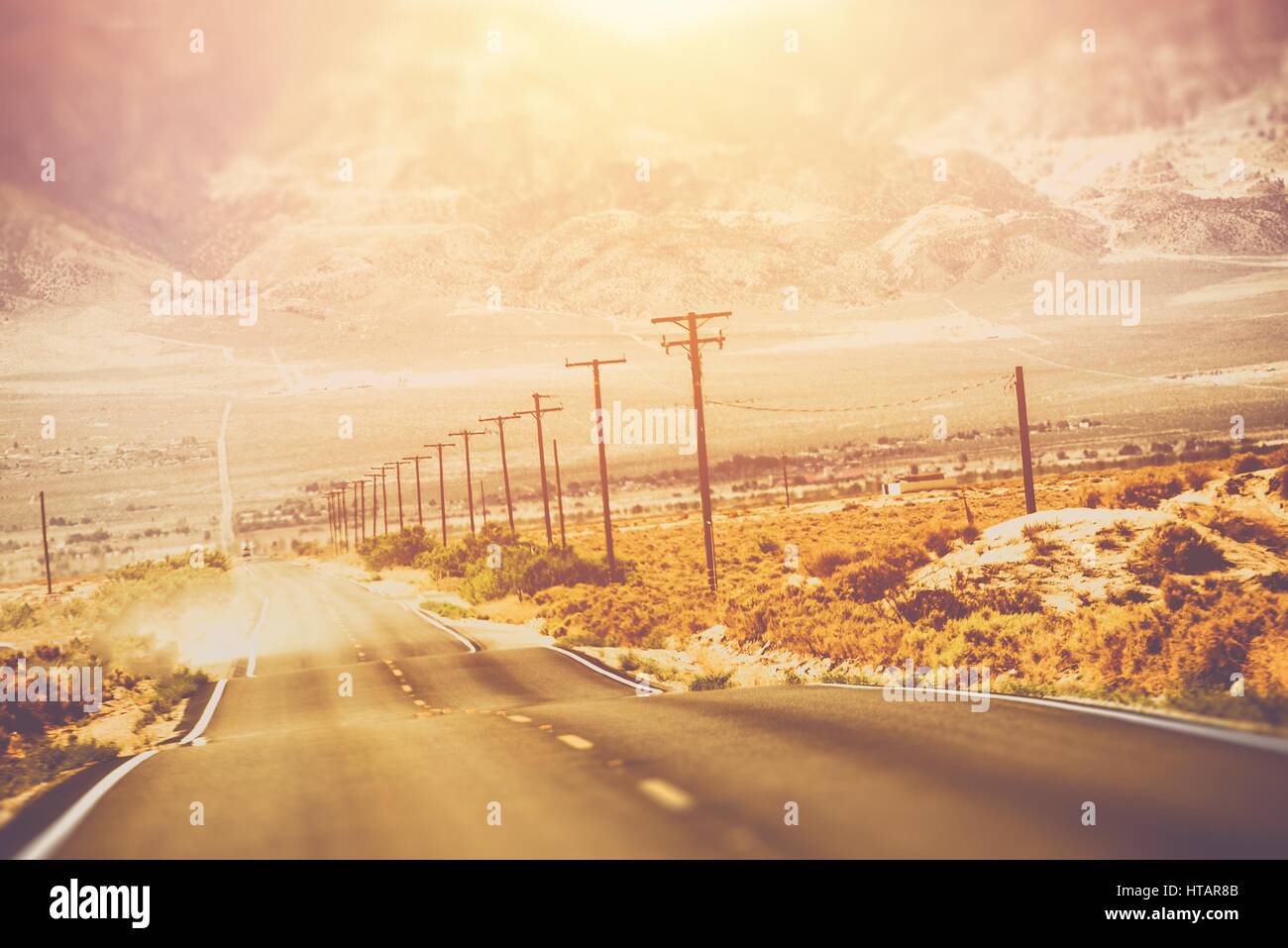 Desert Road in Southern California During Hot Summer Day. California ...