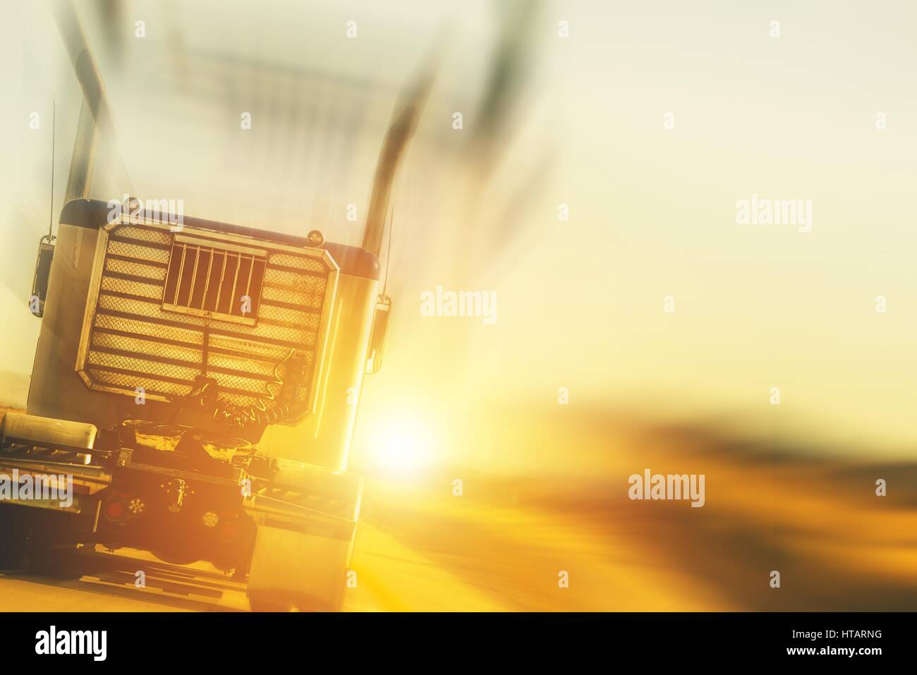Trucking and Transport Concept Photo Background. Truck on the Highway ...