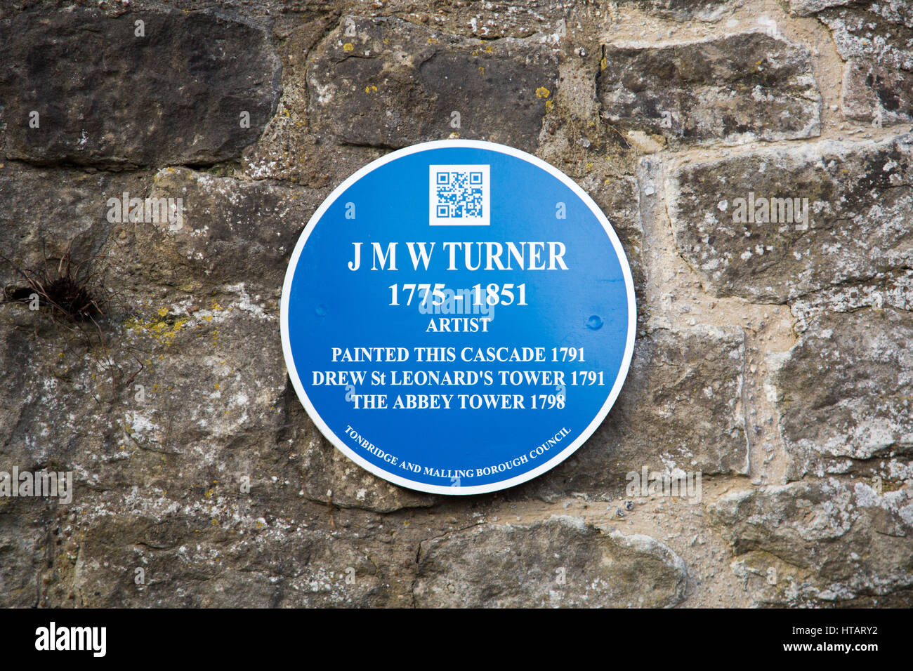 Blue plaque for JMW Turner. General view of West Malling in Kent, UK ...