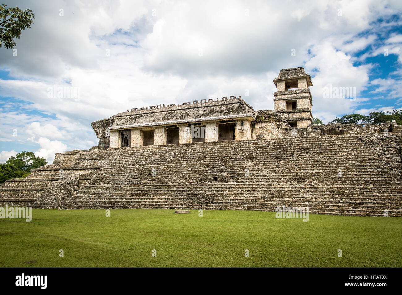 Palace observatory tower at mayan ruins of Palenque - Chiapas, Mexico ...
