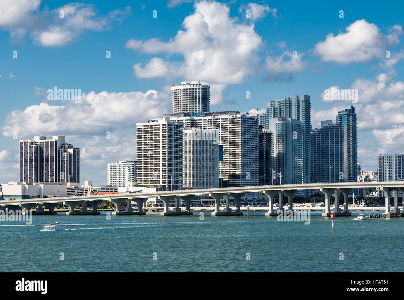 View of the Miami skyline from Biscayne Bay Stock Photo - Alamy