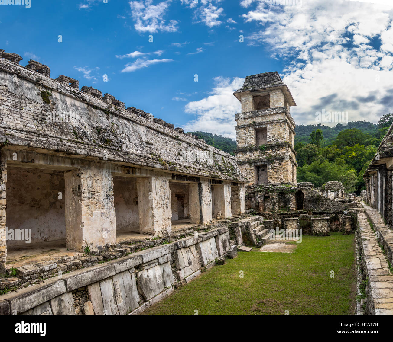 Palace observatory tower at mayan ruins of Palenque - Chiapas, Mexico ...
