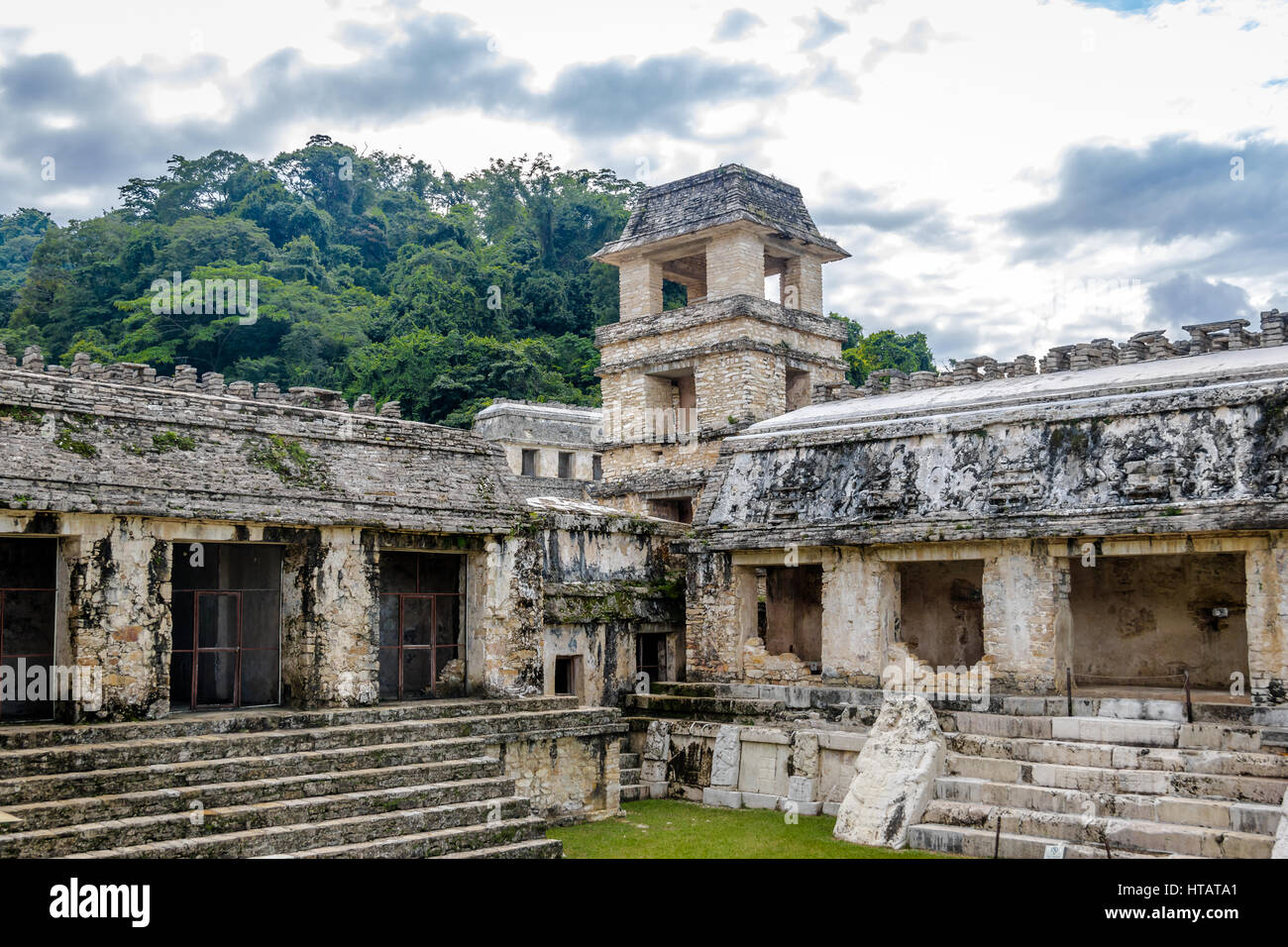 Palace observatory tower at mayan ruins of Palenque - Chiapas, Mexico ...
