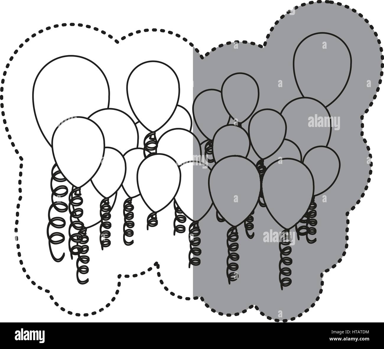contour colored party balloon with serpentine icon, vector ...