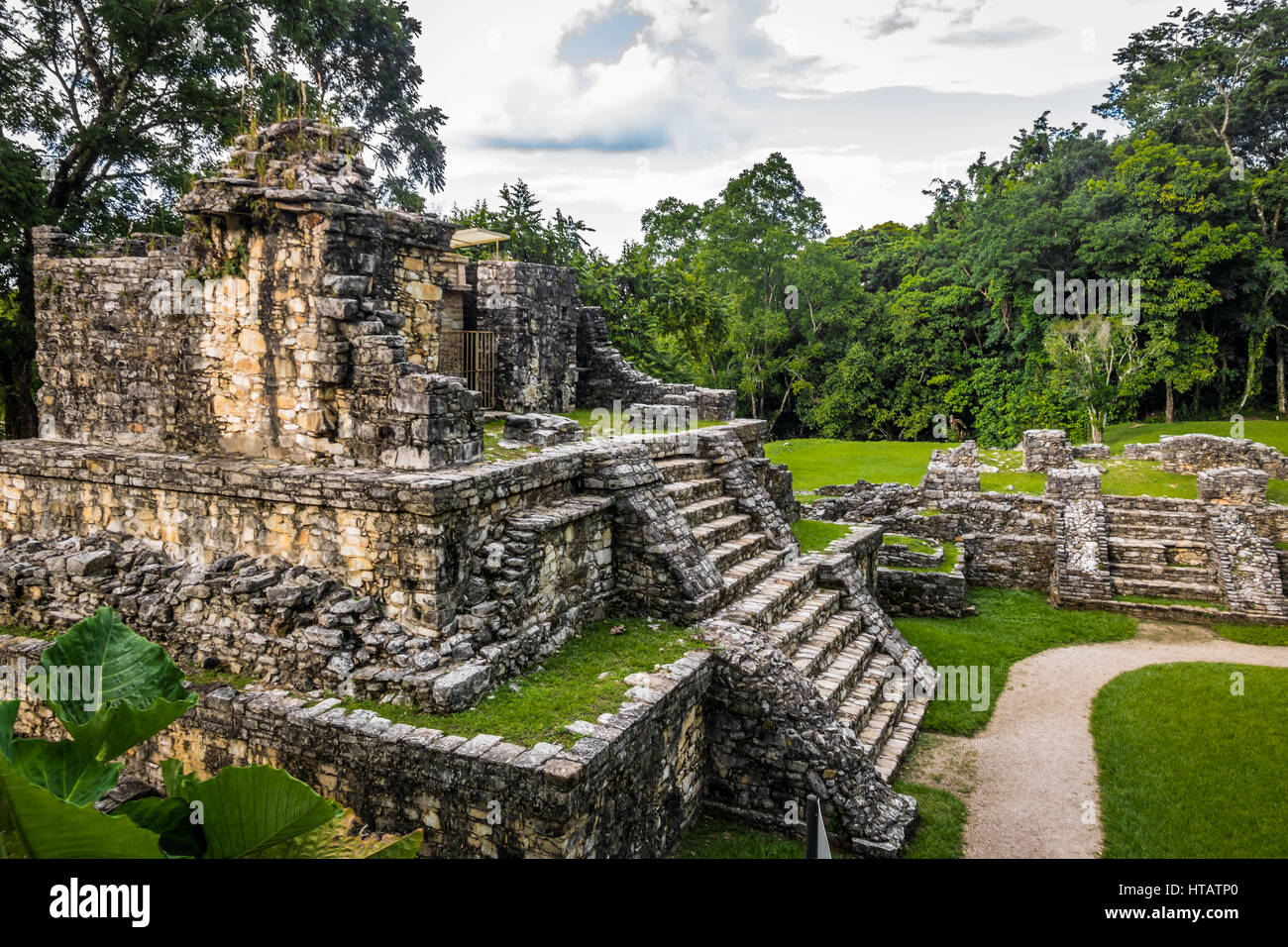 Temples of the Cross Group at mayan ruins of Palenque - Chiapas, Mexico ...