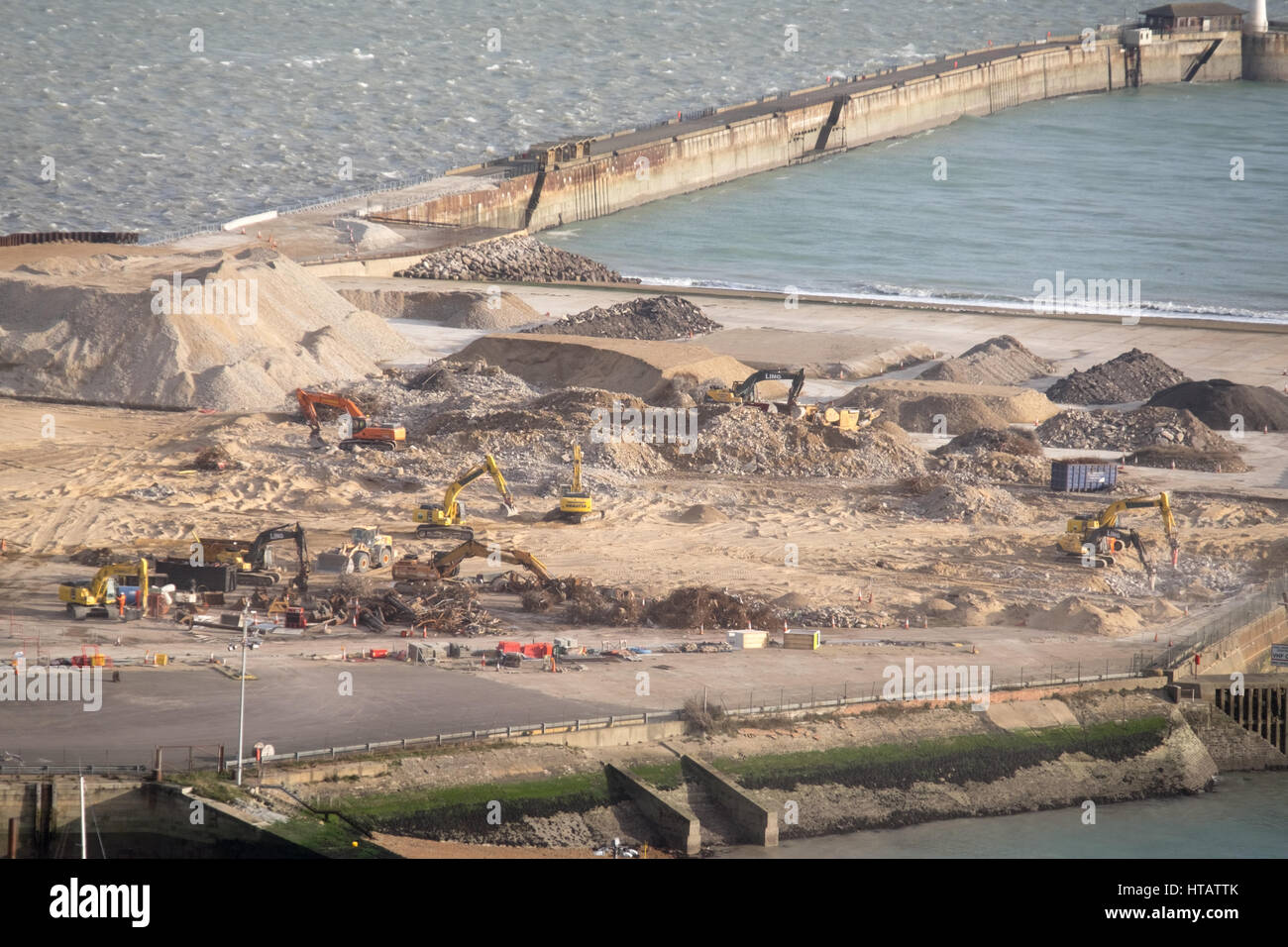 Construction work on the new marina in Dover harbour in the UK Stock ...