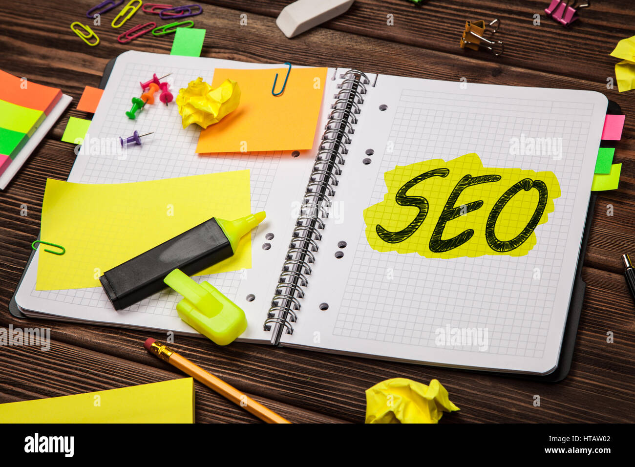 Open notebook sticky notes hi-res stock photography and images - Alamy