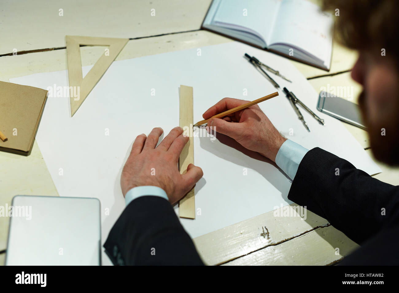 Ruler drawing hi-res stock photography and images - Alamy