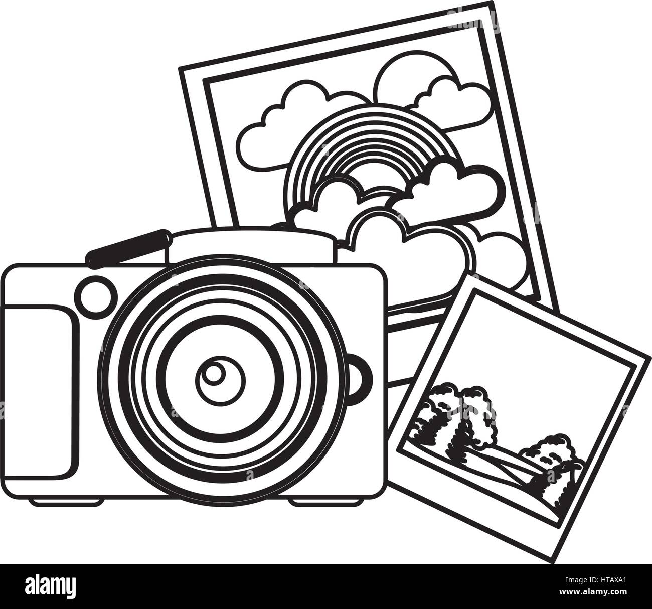 contour camera with pictures icon, vector illustraction design Stock ...