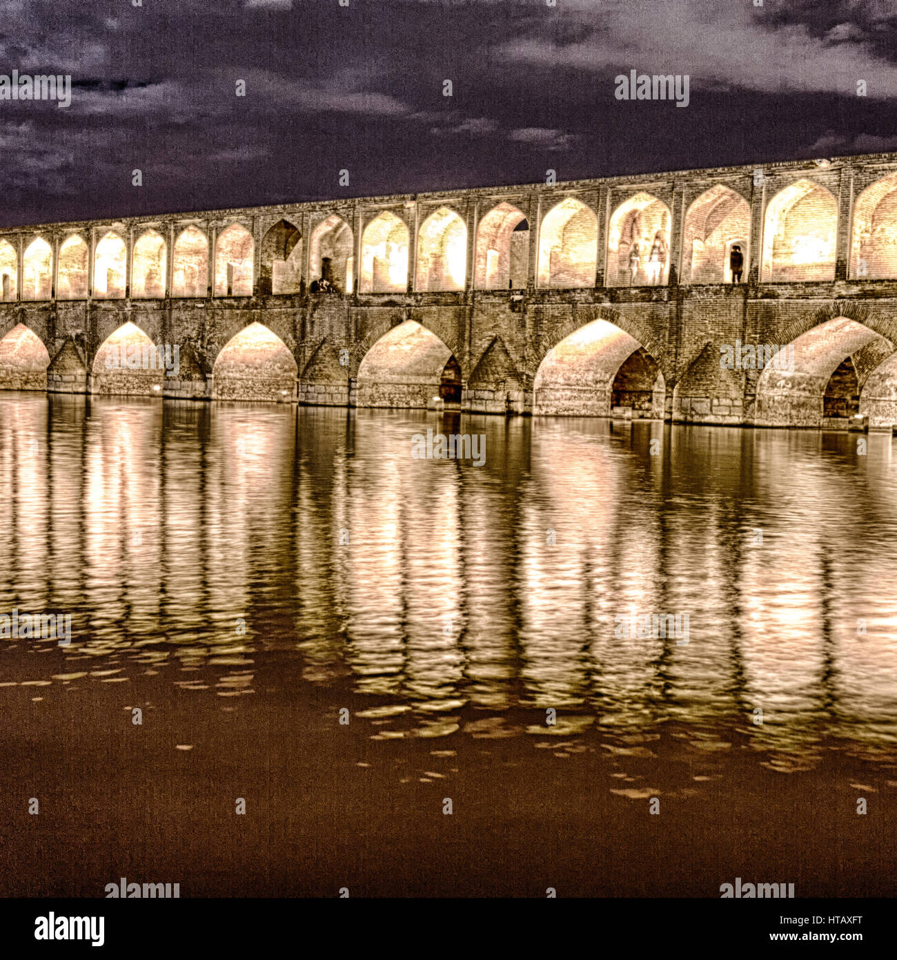in iran the old bridge of isfahan for light and night Stock Photo - Alamy