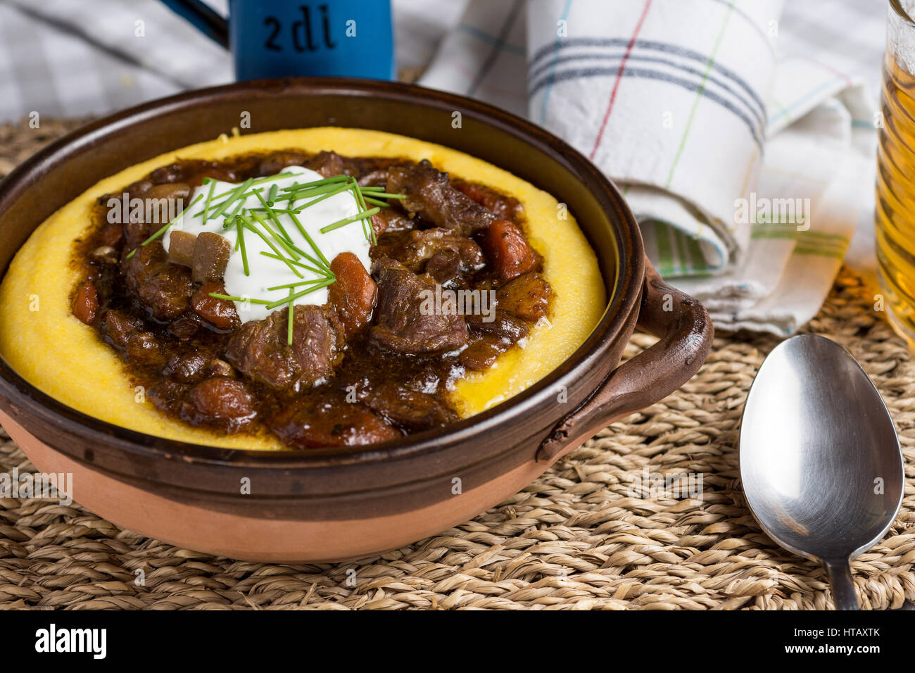 Beef goulash with polenta hi-res stock photography and images - Alamy