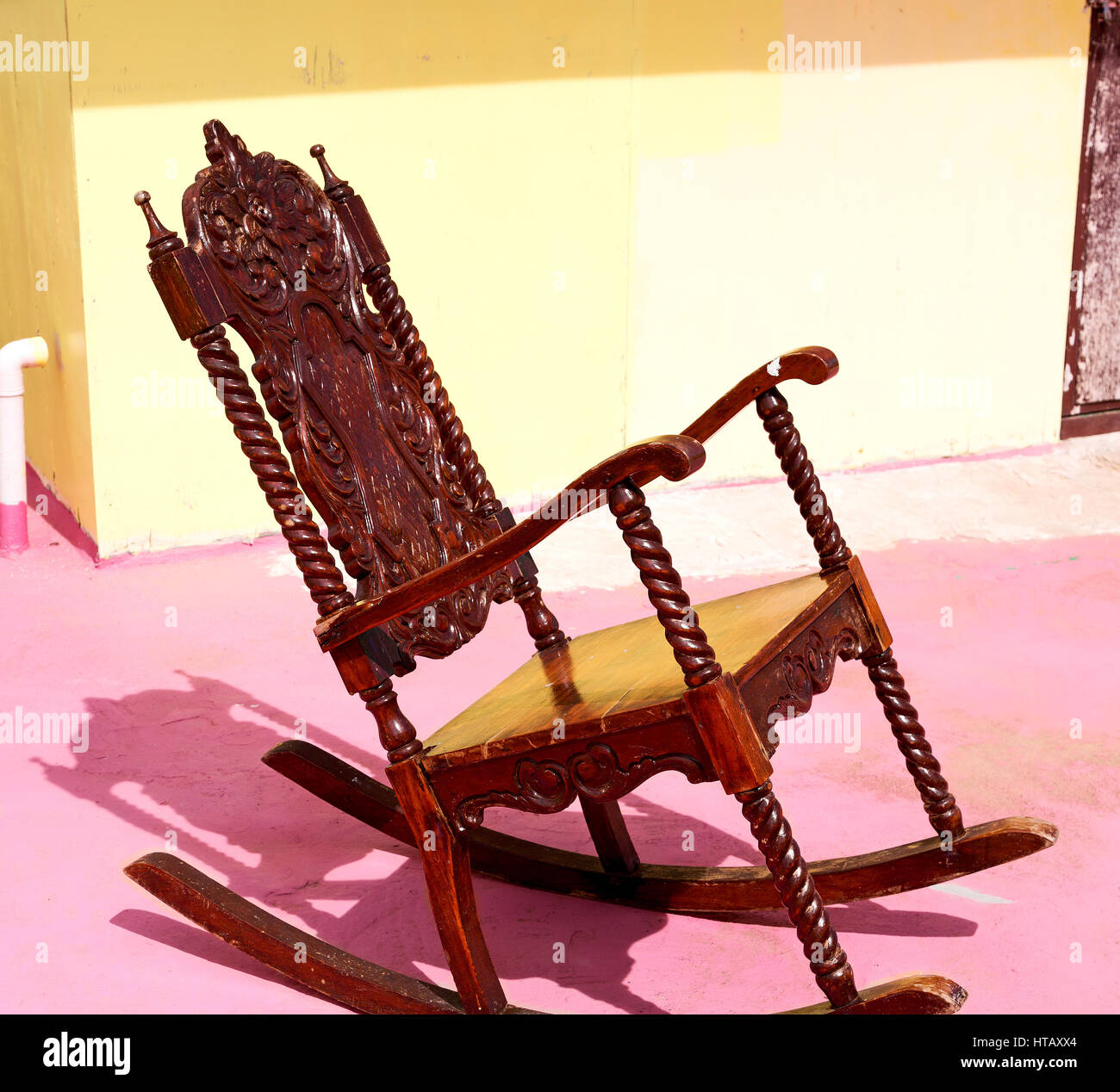 in philippines old dirty terrace whith rocking chair empty Stock Photo ...