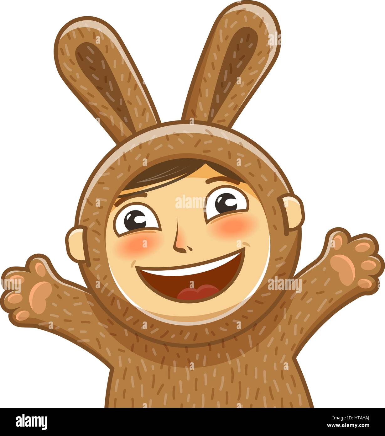 Happy child in costume rabbit. Bunny, hare cartoon. Vector illustration ...