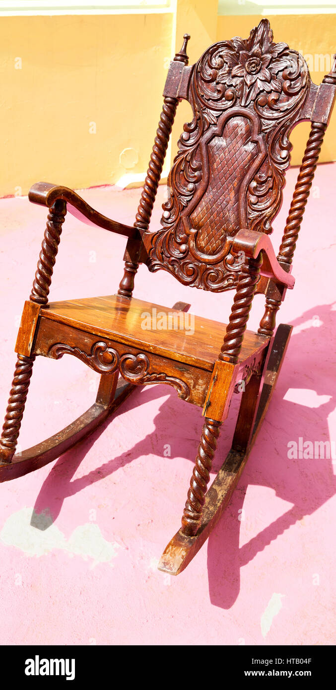 in philippines old dirty terrace whith rocking chair empty Stock Photo ...