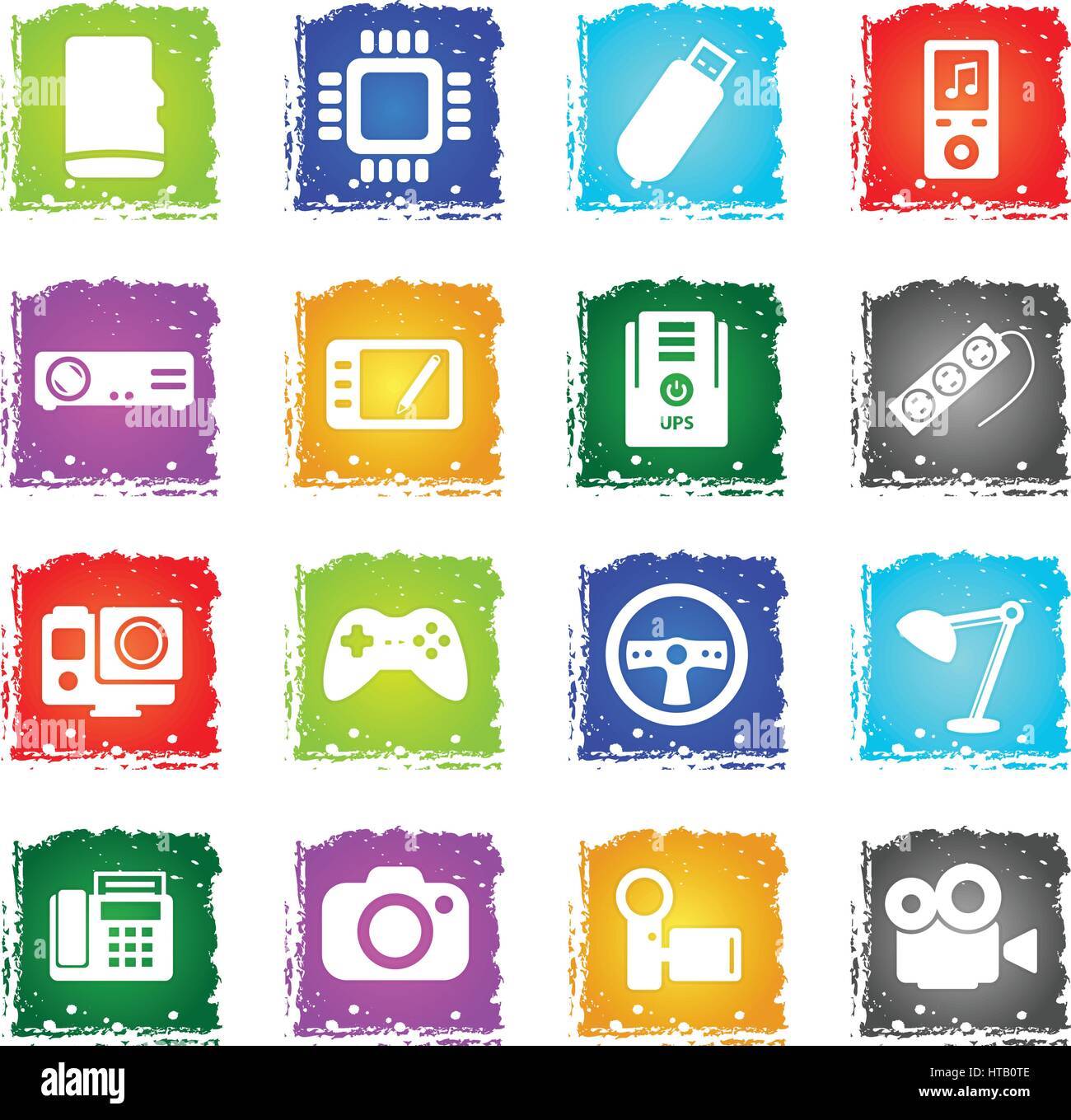 Devices simply symbols in grunge style for user interface design Stock ...