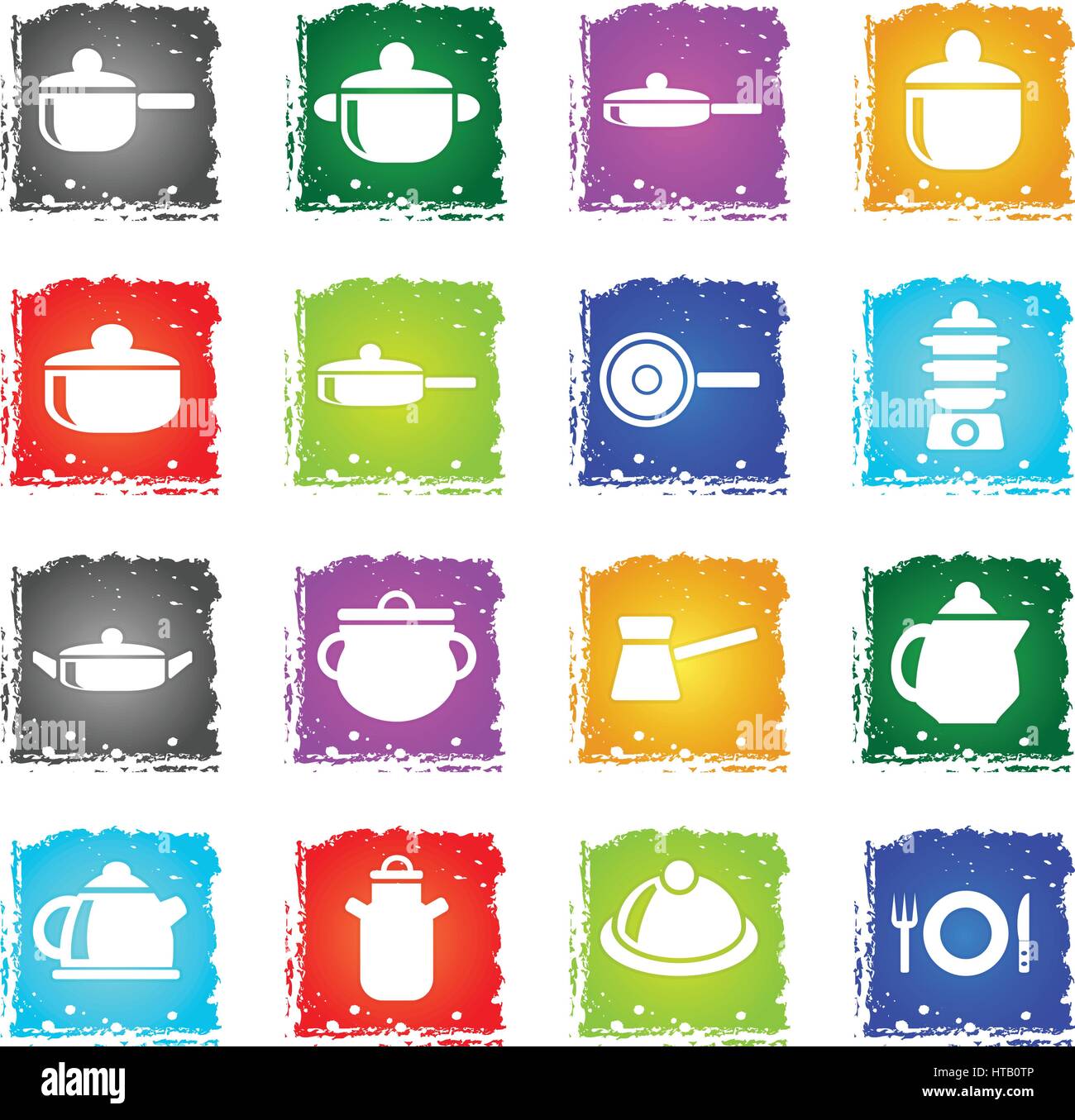 dishes web icons in grunge style for user interface design Stock Vector ...