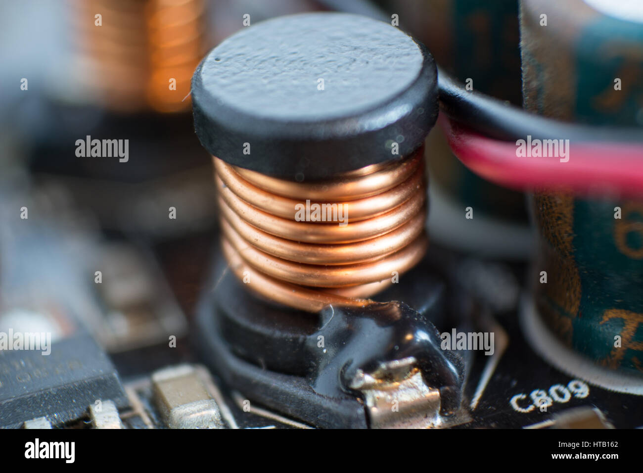 A dusty computer components. Detail of a dusty computer mainboard ...