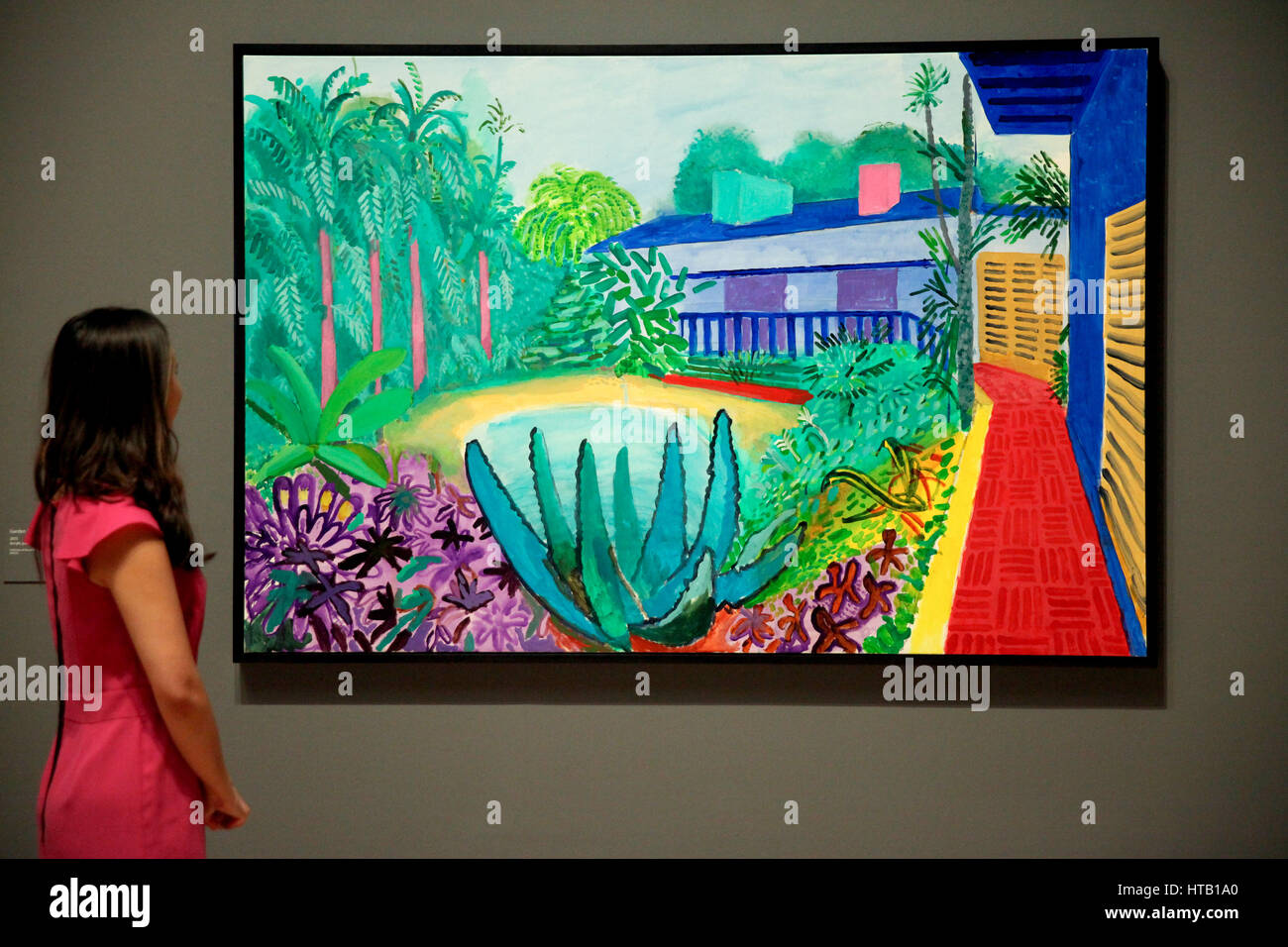 General view of the David Hockney retrospective at Tate Britain, London ...