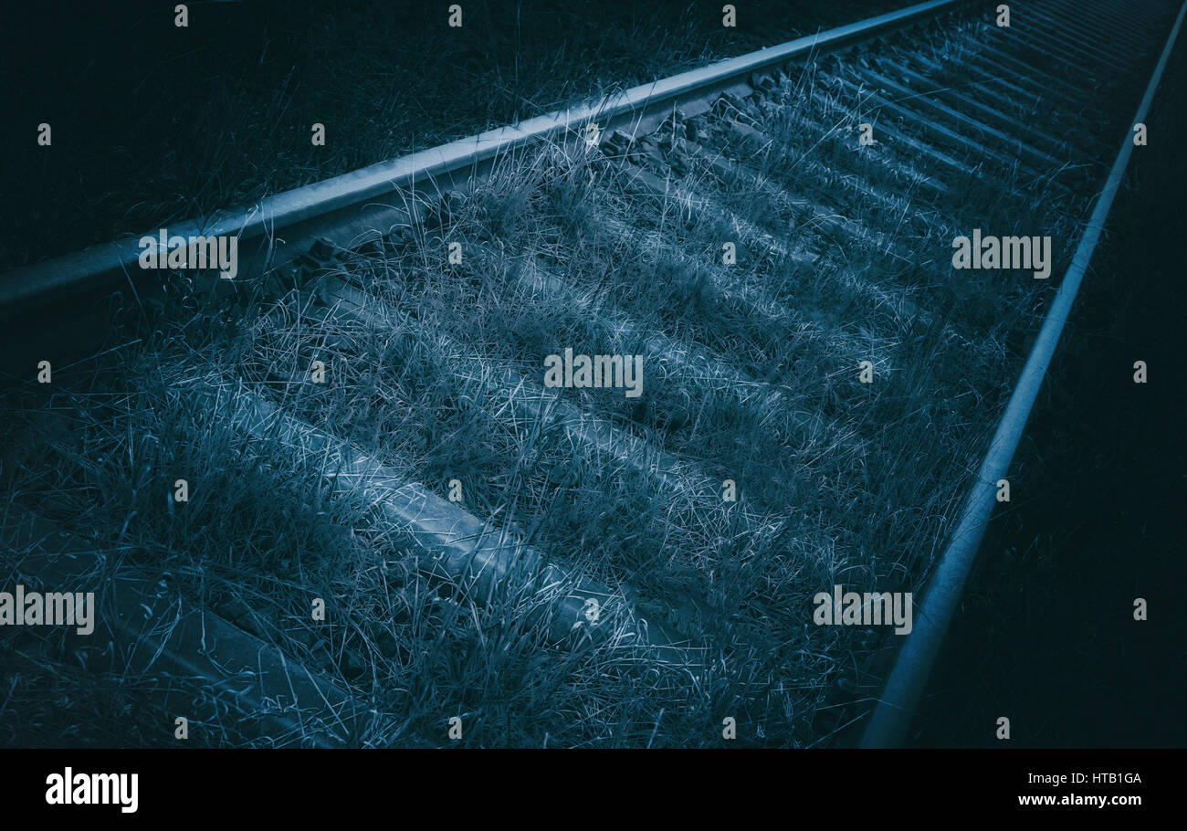 Railroad abstract colour look in blue Stock Photo - Alamy