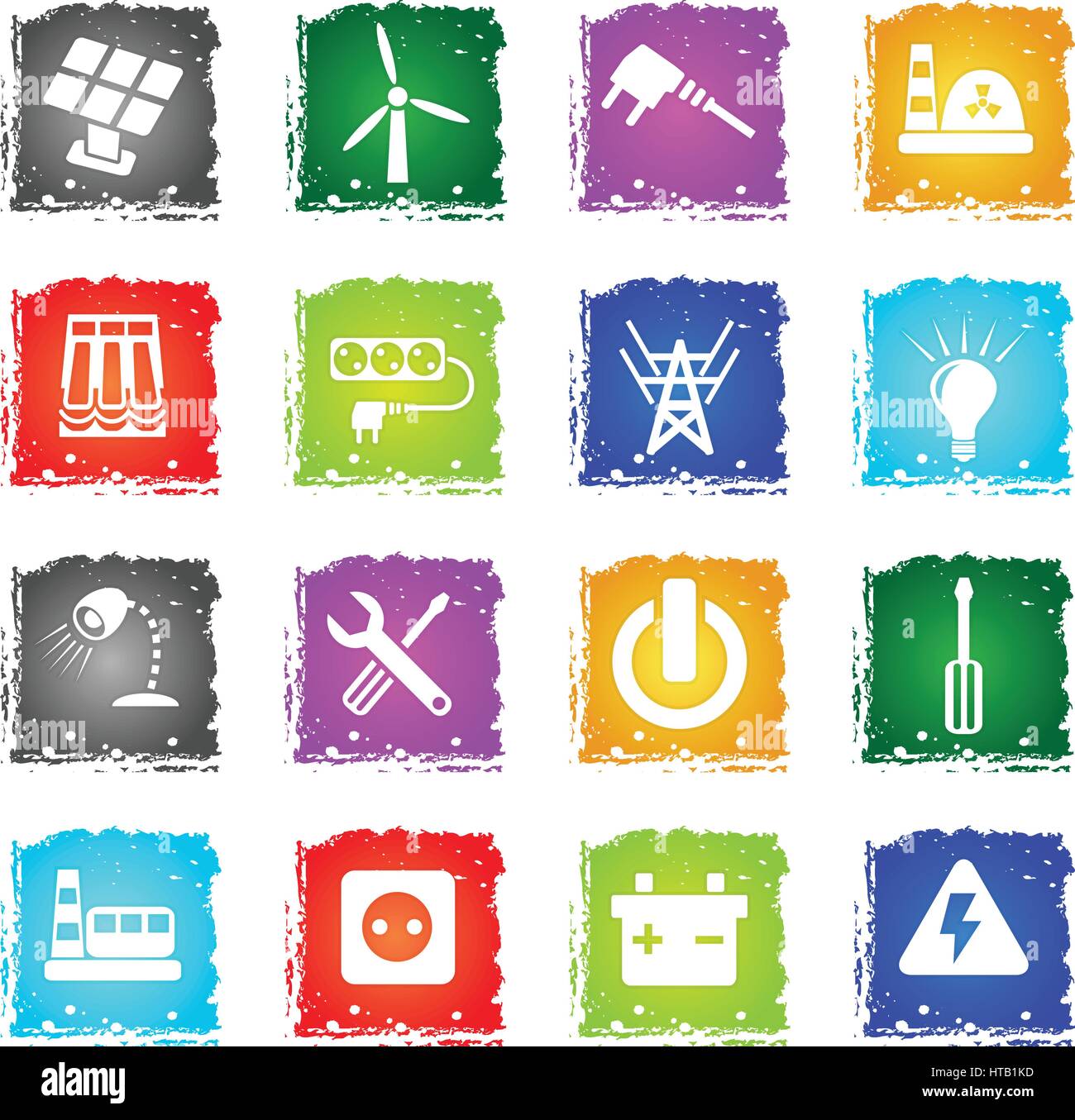 electricity web icons in grunge style for user interface design Stock ...