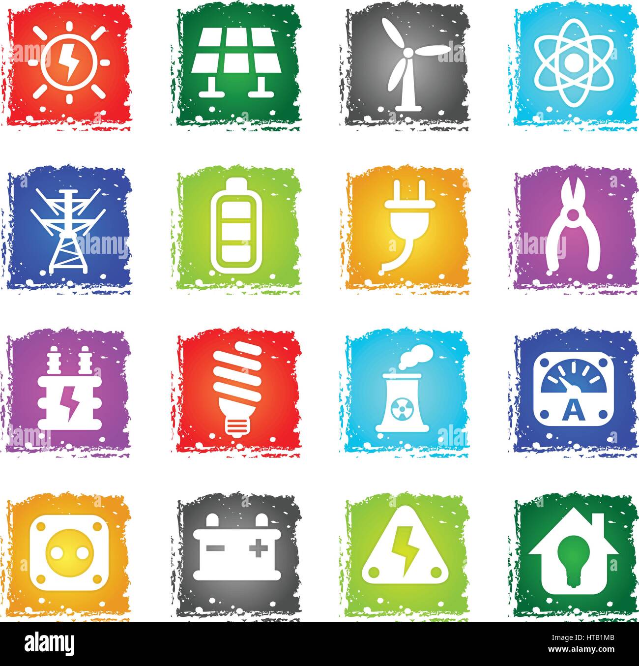 electricity web icons in grunge style for user interface design Stock ...