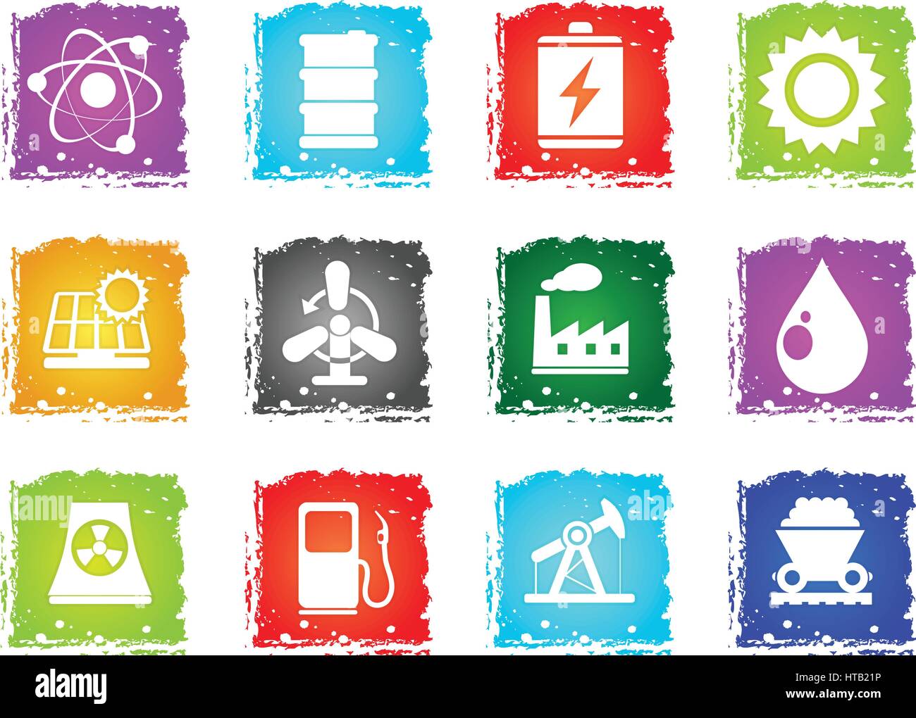 Energy and Industry simply symbols in grunge style for user interface ...