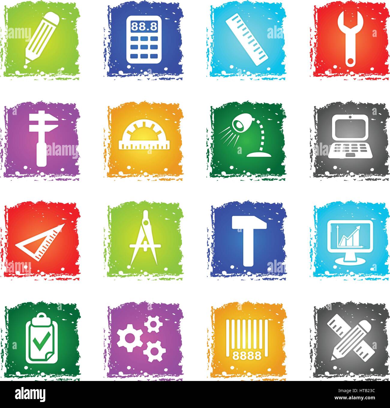 engineering web icons in grunge style for user interface design Stock ...
