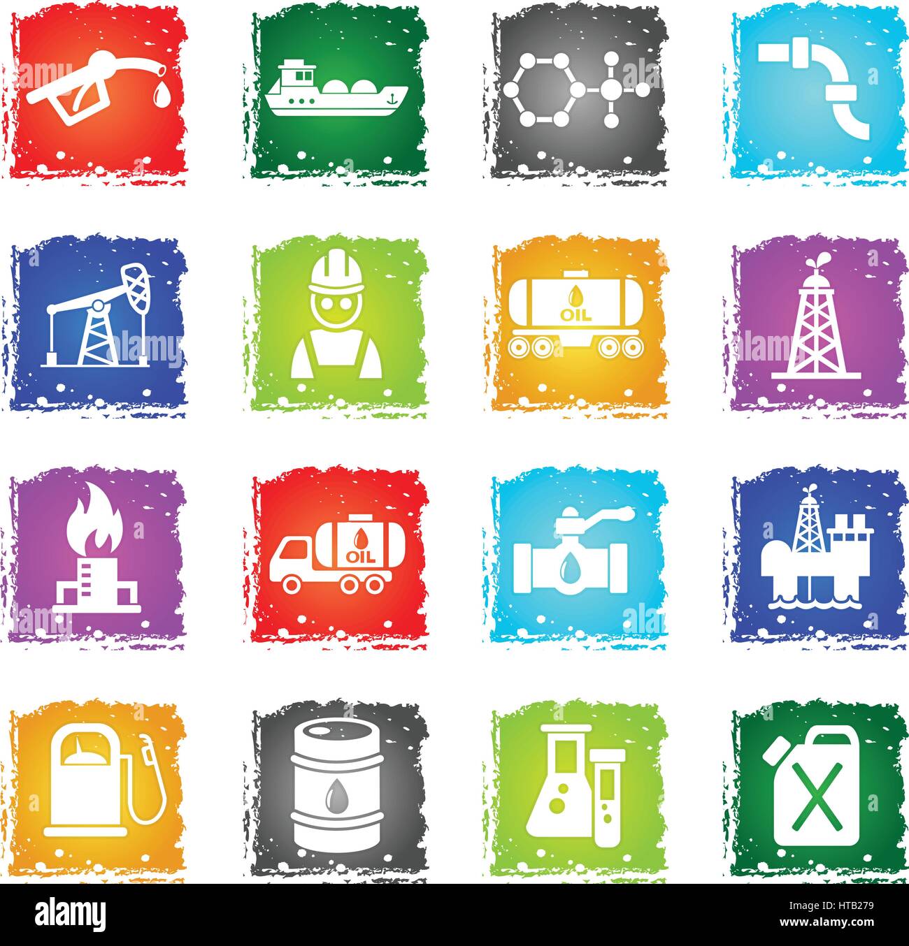 extraction of oil icon set web icons in grunge style for user interface ...