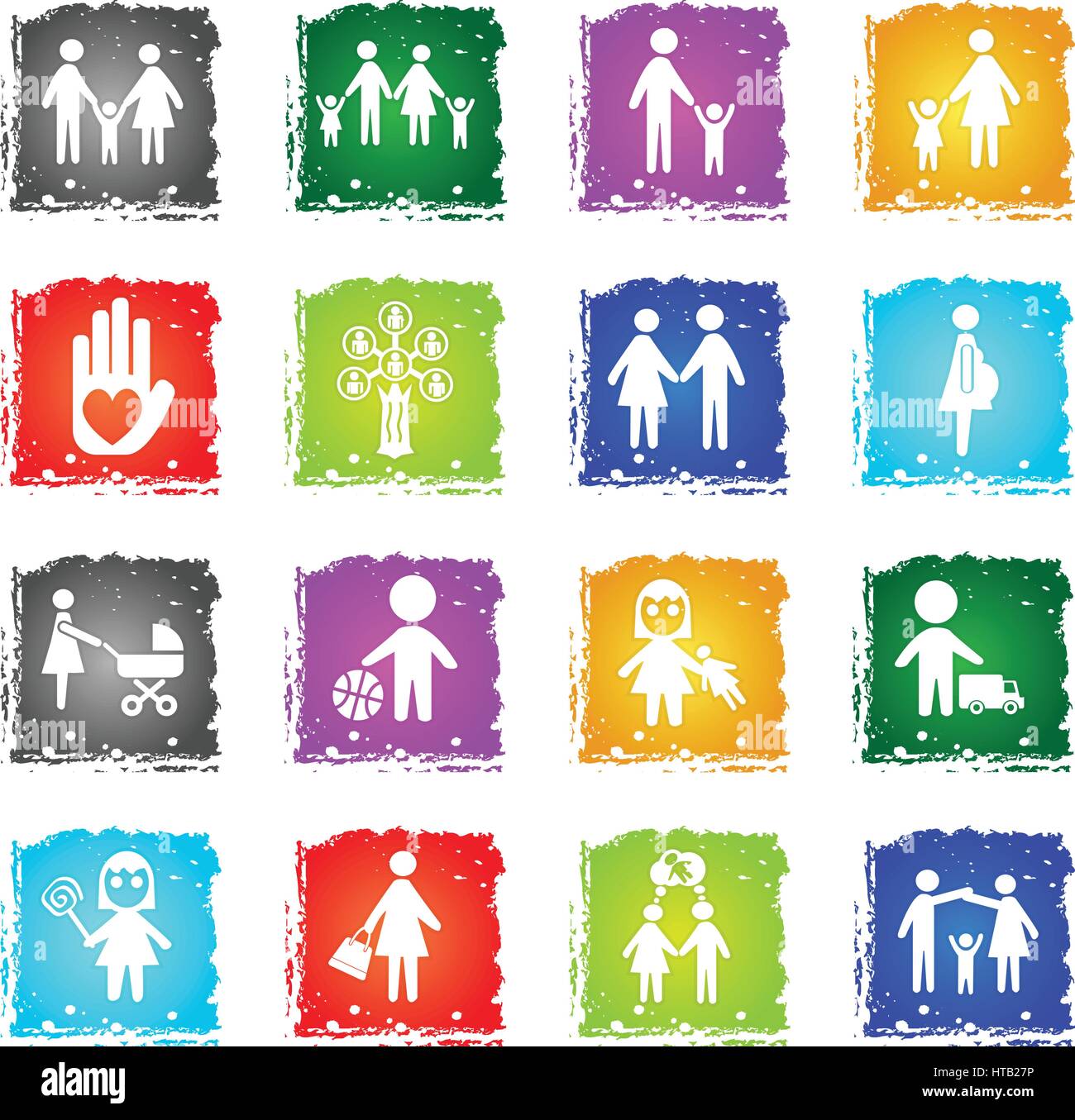 family web icons in grunge style for user interface design Stock Vector ...
