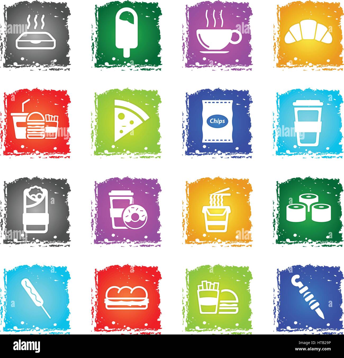 Fast food simply symbol in grunge style for user interface design Stock ...