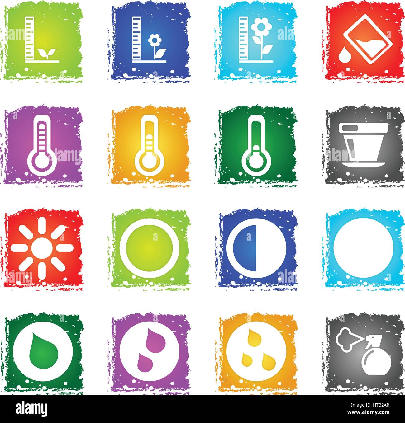 Plant Growing simply symbols in grunge style for user interface design ...