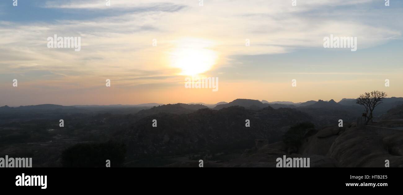 Sunset on top of the monkey temple in the unesco world heritage site ...