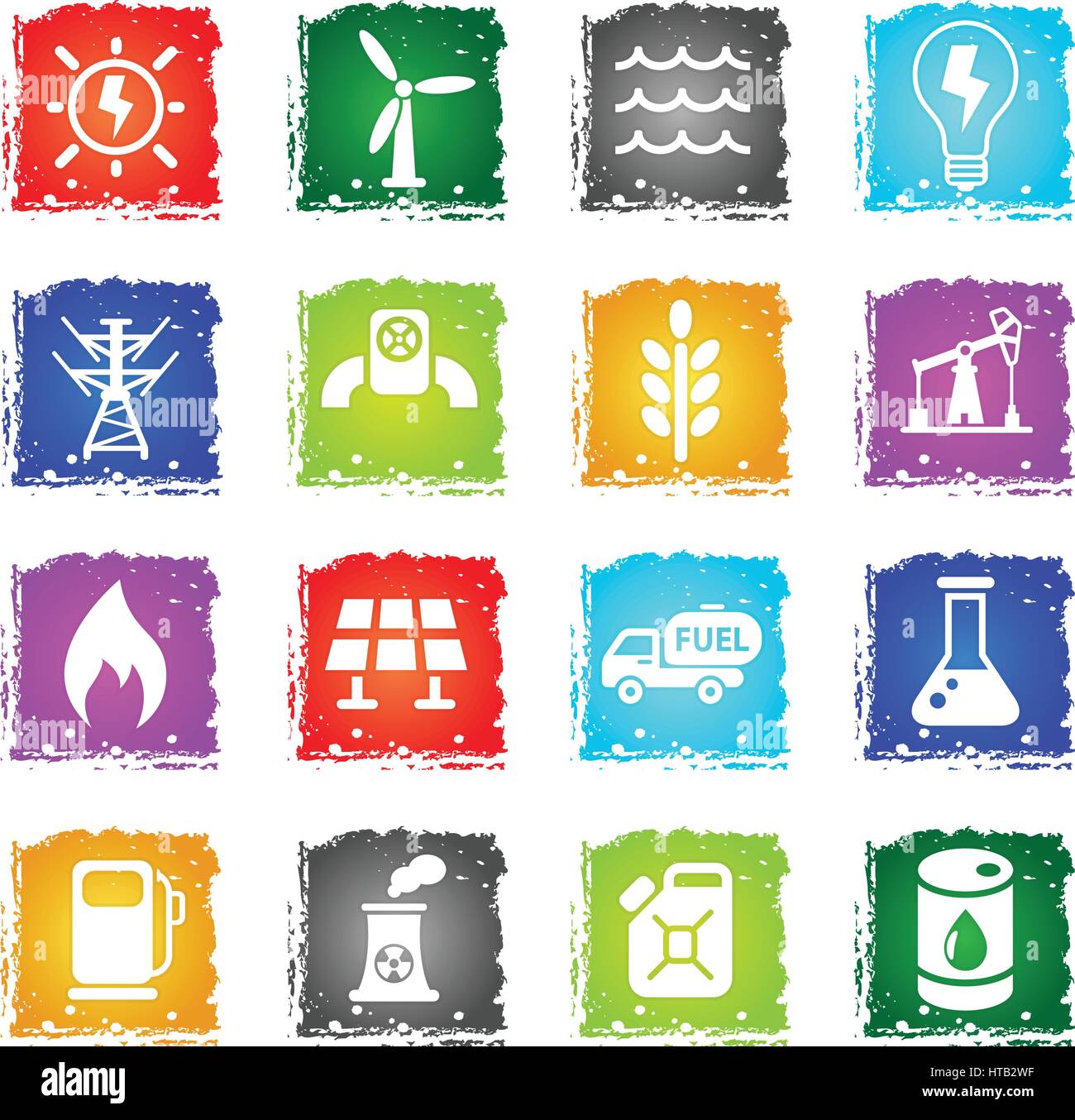 fuel and power web icons in grunge style for user interface design ...