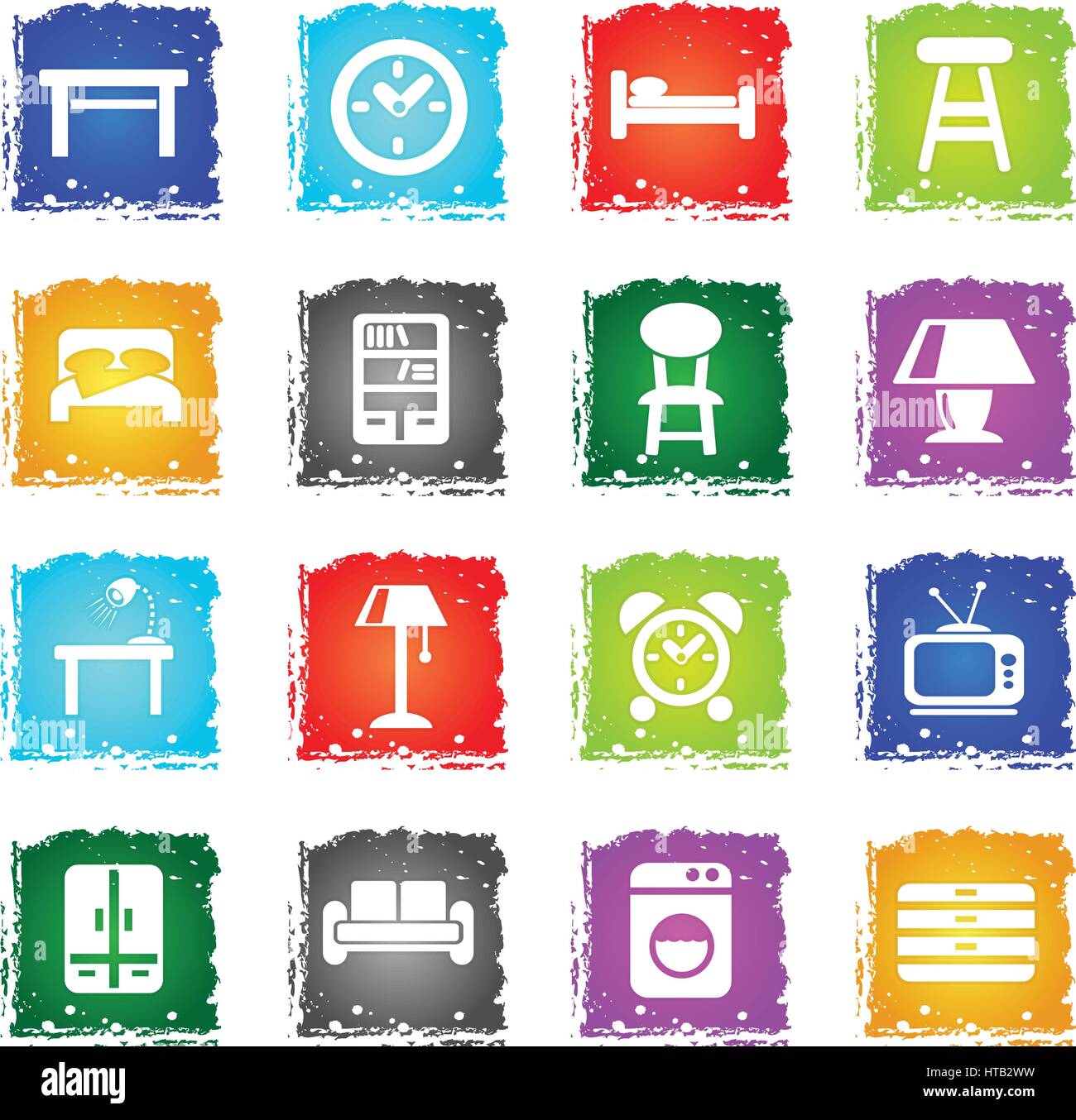 furniture web icons in grunge style for user interface design Stock ...