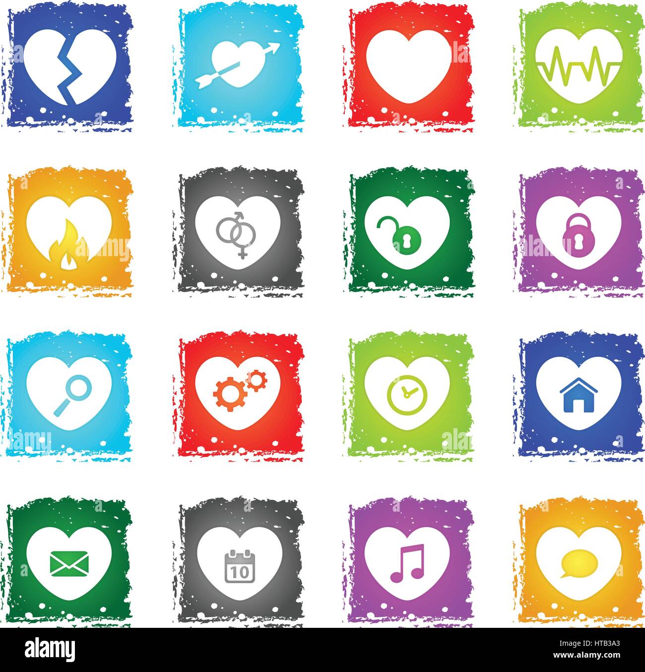 Heart simply symbols in grunge style for user interface design Stock ...