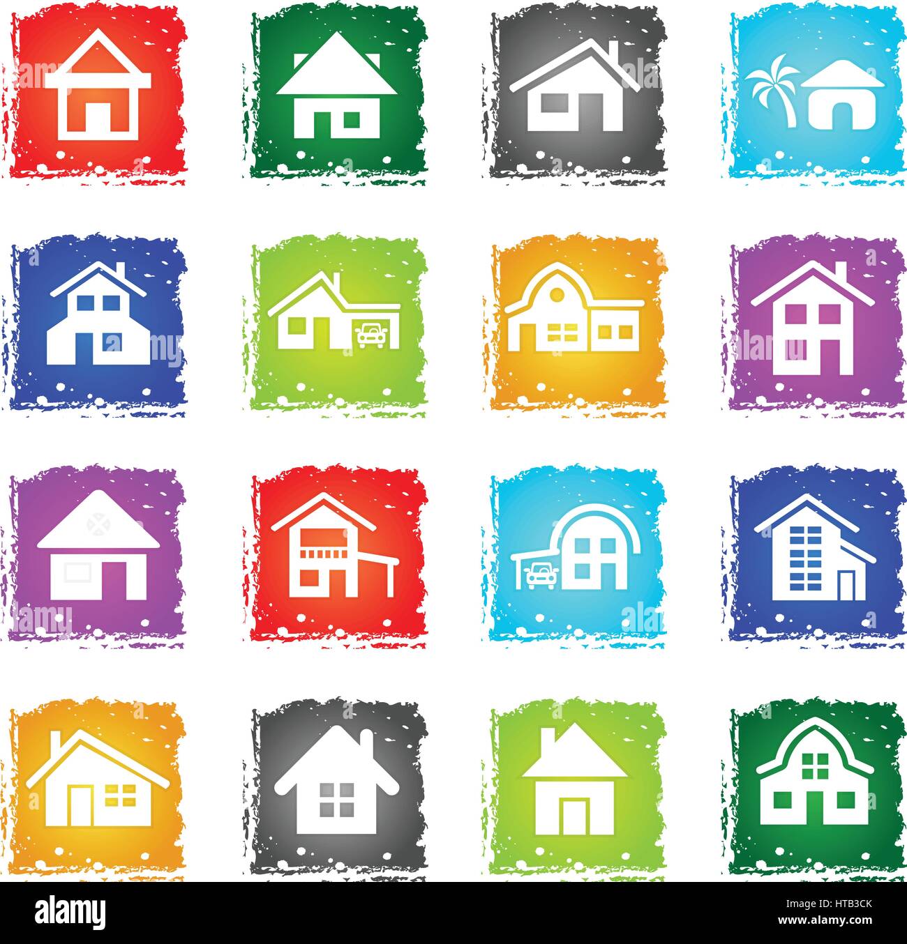 house type web icons in grunge style for user interface design Stock ...