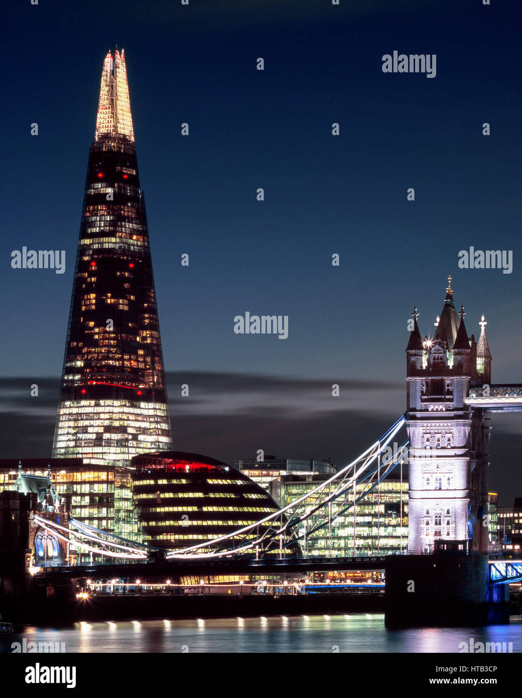 London city skyline with Tower Bridge, City hall and the Shard, UK ...