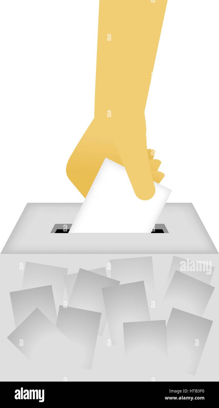 Vote Ballot Box with human hand vector illustration Stock Photo - Alamy
