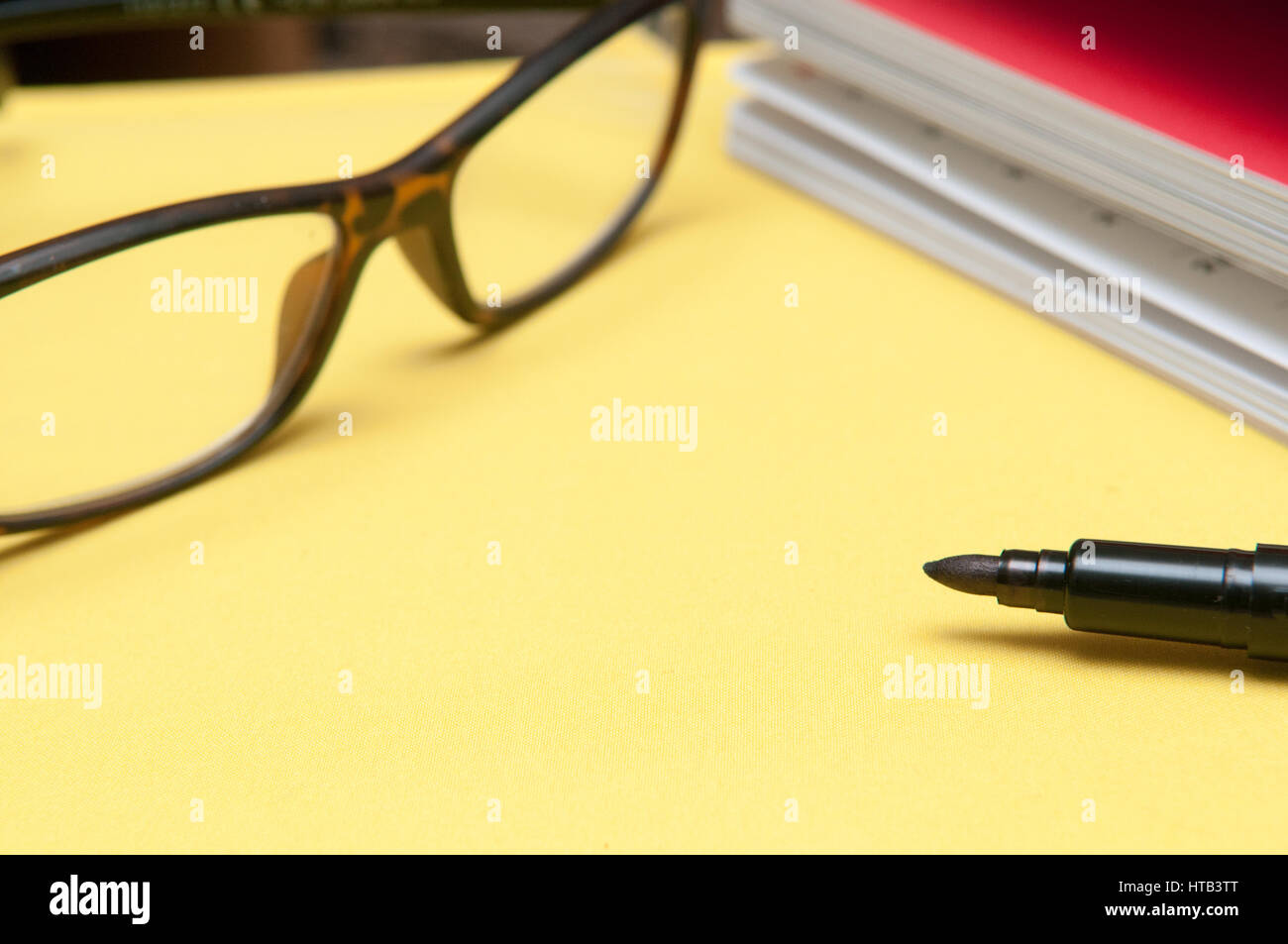 Office desk with notepad and copy space, modern layout Stock Photo - Alamy