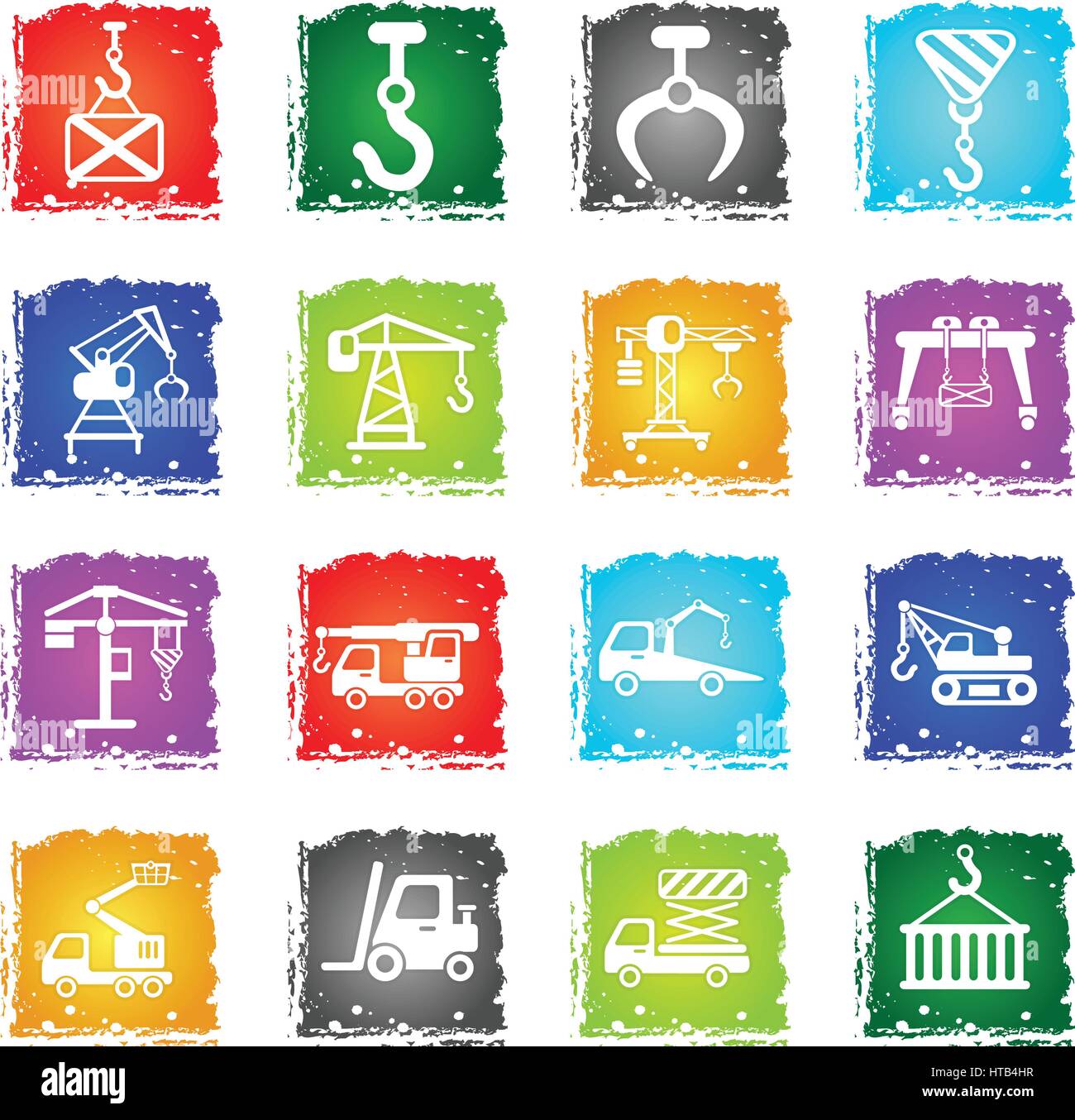 lifting machines web icons in grunge style for user interface design ...
