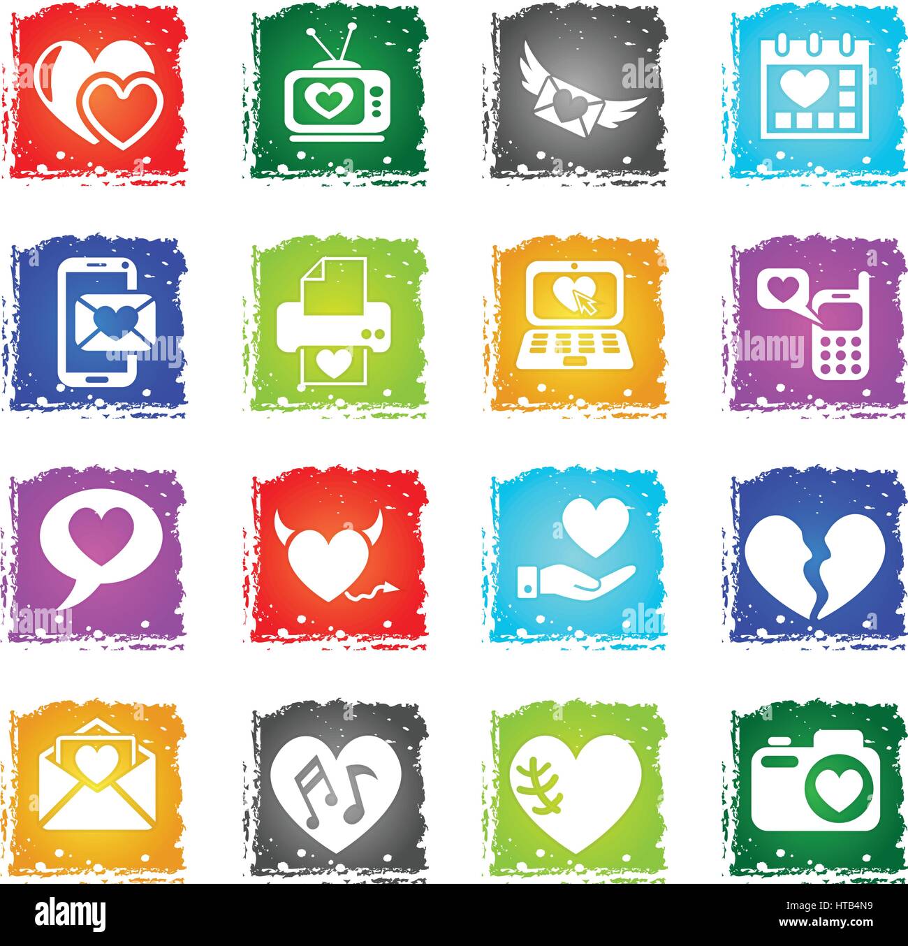 love web icons in grunge style for user interface design Stock Vector ...