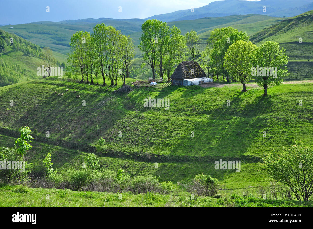 Small ranch, farm in the mountains Stock Photo - Alamy